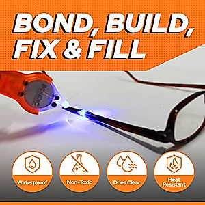 Bondic LED UV Glue Kit, Super Glue, Liquid Plastic Welder, Cures Quickly, Adhesive Repair for Home, Garage, Outdoors (LED Light & Liquid Cartridge in a Tin Case)