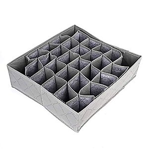 SALUTUYA Sock Drawer Organizer Divider, Underwear Organizer Durable 30 Grids Soft Foldable for Storing Underwear Bra for Bedroom