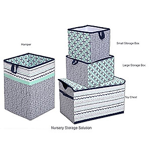 Bacati - Tribal Noah Mint/Navy Quilted Top Changing Pad Cover (Solid Top Mint/Navy)