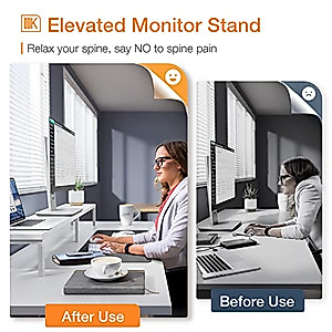 ODK 48 inch Computer Desk with Monitor Shelf and Storage Shelves, Gaming Desk, Study Table with CPU Stand & Reversible Shelves, White