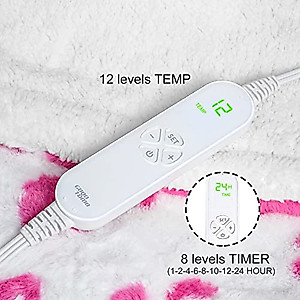 2 in 1 Weighted Electric Heated Blanket 36" x 48" Warming with 12 Heating Levels, Glass Beads Soft Micromink and Sherpa - GOQOTOMO P36