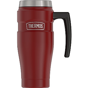 THERMOS Stainless King Vacuum-Insulated Travel Mug, 16 Ounce, Rustic Red Stainless King Vacuum-Insulated Beverage Bottle, 40 Ounce, Rustic Red Bundle