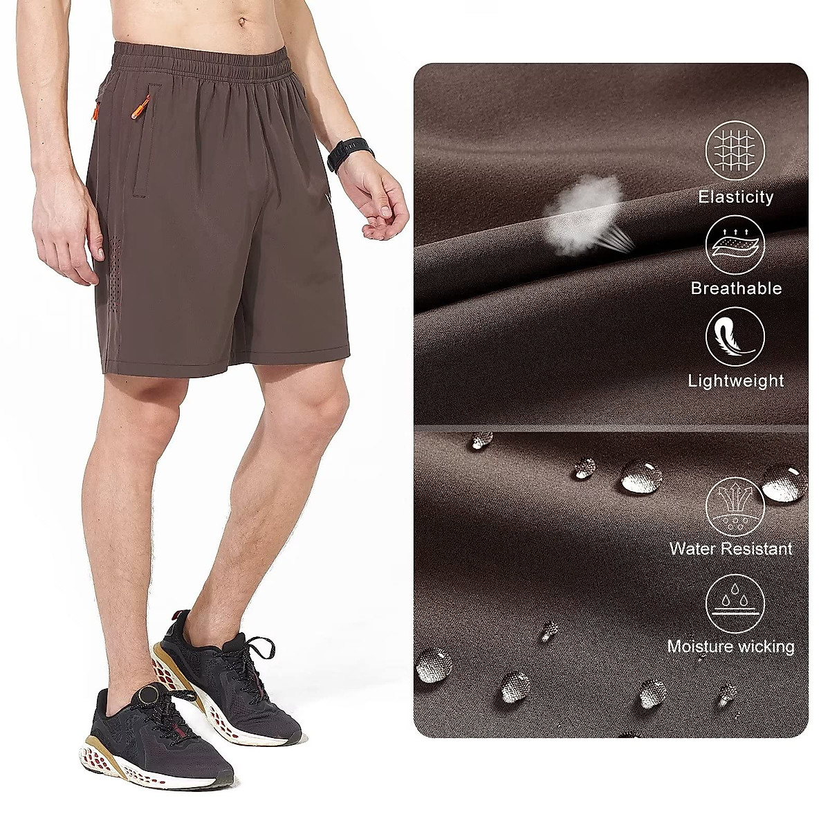 NORTHYARD Men's Athletic Running Shorts Quick Dry Workout Shorts 7"/ 5"/ 9" Lightweight Sports Gym Basketball Shorts Hiking Exercise Coffee XL