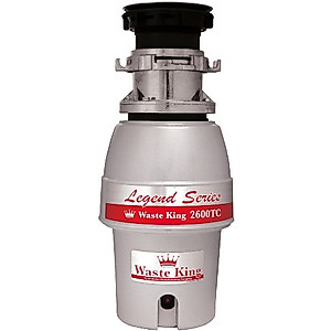 Waste King L-2600TC Activation 1/2 HP Garbage Disposal with Safer Controlled Griding Power Cord Included, 15.56, Silver/red