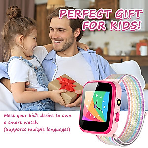 Vakzovy Smart Watch for Kids Gift for Girs Toys Age 6-8, with Video Camera Music Audiobook Games Kids Watches for Girls Ages 8-10 Educational Birthday Gifts for 5 6 7 8 9 10 Year Old Girls