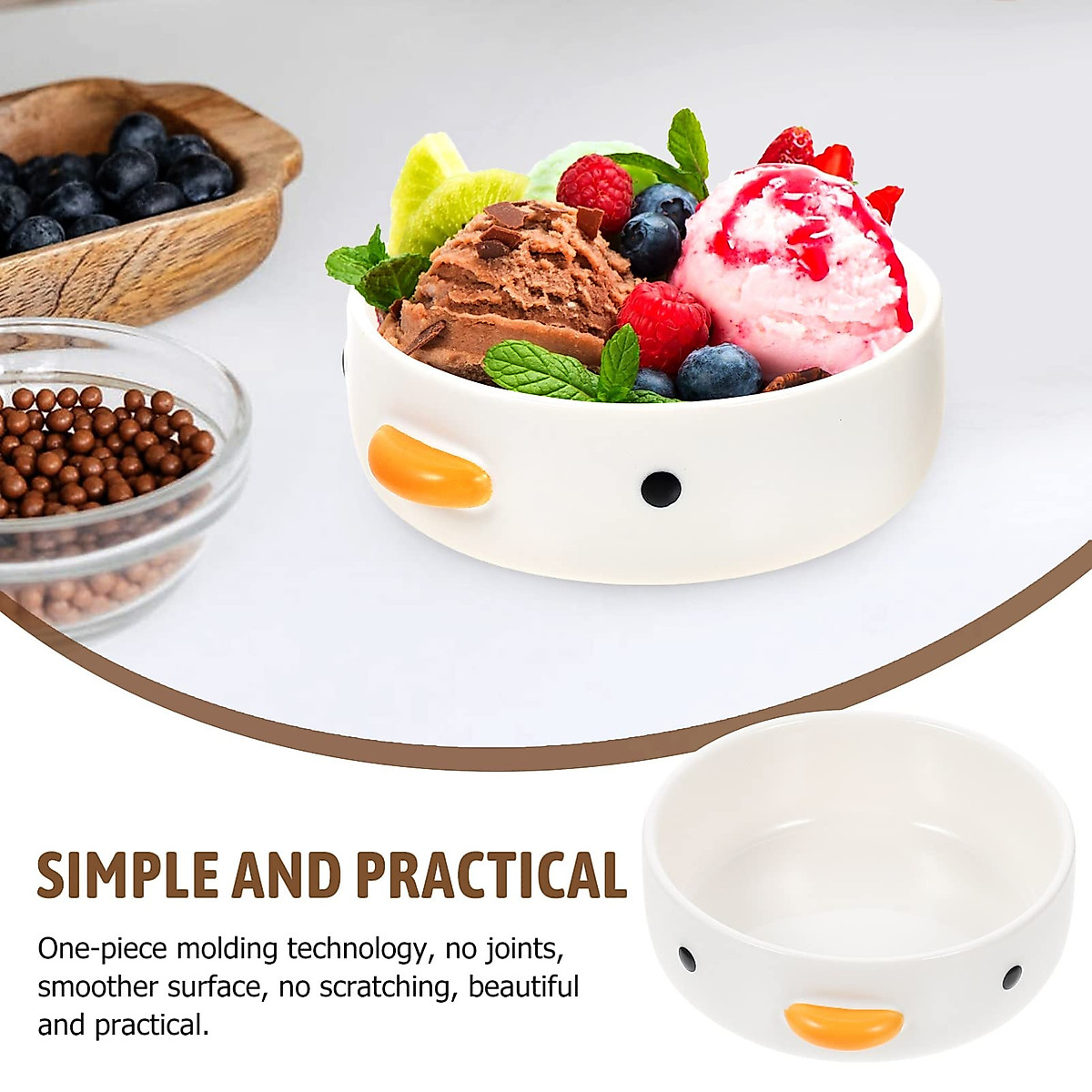 UPKOCH Funny Cute Chick Plates Mini Dessert Plate Handmade Duck Safety Ceramics Sauce Plate Hamster Bowl Bird Food Bowl.