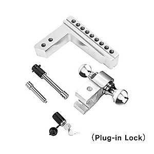 FULLWATT Dual Ball Mount Hitch Adjustable Drop/Rise, Aluminum Trailer Hitch for Vehicles, Fits 2" Receiver with Pin Lock (8 inch)