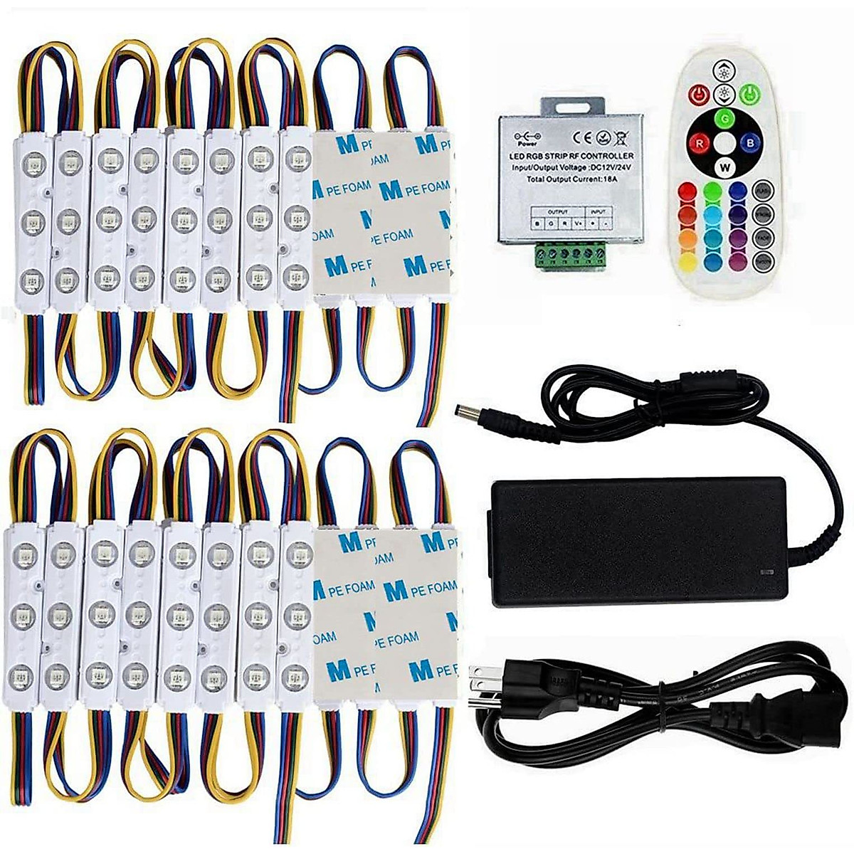 20FT Waterproof Colorful 5050 3 LED Light Module 12V RGB 120 LEDs With Remote Controller Power Plug for Outdoor Led StoreFront Signage Lighting