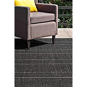 nuLOOM Alaina Indoor/Outdoor Striped Area Rug, 5' 3" x 7' 6", Black