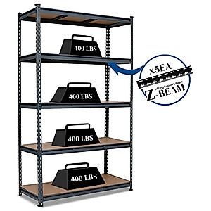 Karl home Garage Shelving Heavy Duty, 5-Tier Large Size Adjustable Metal Shelving Unit Rack Organization for Garage Pantry Basement, 2000lbs,43.3" L x 17.7" W x 70.9" H, Gray