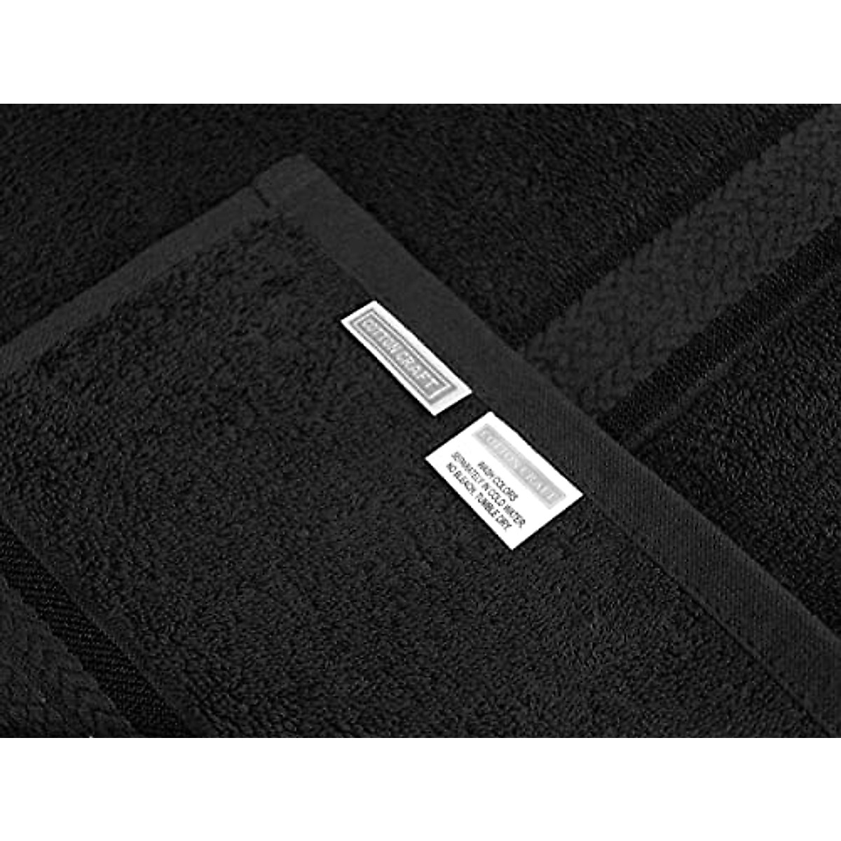 COTTON CRAFT Ultra Soft 12 Pack Wash & Face Cloths 12x12 - Highly Absorbent Bathroom Shower Kitchen Utility Towels - Use Everyday - Easy Care Machine Wash - Premium Ringspun Cotton 580 GSM - Black