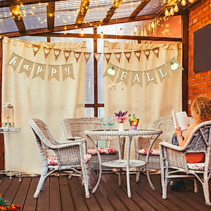 Cmaone Happy Fall Burlap Banner White Pumpkin Garland Harvest Home Decor Bunting Flag Party Fireplace Thanksgiving Day Decoration