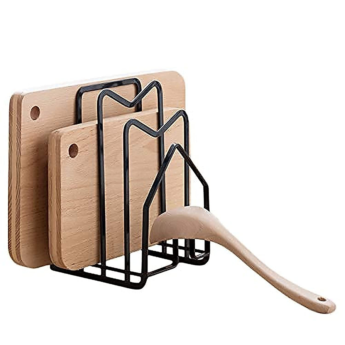 YURINJEE Carbon Steel Cutting Board Rack, Black, 5.7"Lx4.92"Wx8.46"H, Rust Resistant