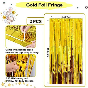 Black and Hot Pink Birthday Decorations, Happy Birthday Decorations,Happy Birthday Banner with LED light Gold Metallic Tinsel Foil Fringe Curtains Stars Confetti Balloon Birthday Decorations for Women Girls Boys Men