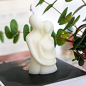Hugging Lovers Aroma Candles,100G Adam and Eve Couple Love Scented Candles,Sexy Ritual Gifts for Women & Men,Prefect for Healing Meditation Stress Relief Mood Boosting-(White)