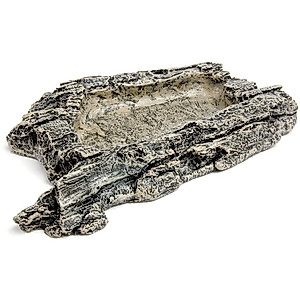Komodo Habitat Rock Bowl Small |Natural Looking Decorative Fod & Water Dish | Ideal for Short Legged Species |