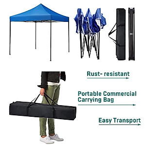 10x10 Pop Up Canopy Tent,Outdoor Canopy Tent,Portable Waterproof Canopy Folding,Commercial Instant Shelter Tent Adjustable Canopy Tent with Portable Bag Lightweight Anti UV Party Tent(Blue)
