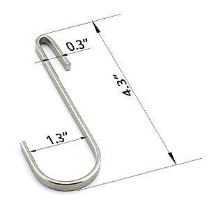 RuiLing Flat Style Premium Stainless Steel S Hook Cookware Universal Pot Rack Hooks Sturdy Hanging Hooks - Multiple uses for Kitchenware, Pots, Utensils, Plants, Towels - Set of 10