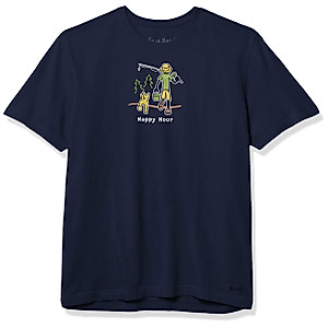 Life is Good Men's Crusher T, Short Sleeve Cotton Graphic Tee Shirt, Happy Hour Fishing, Darkest Blue, X-Large