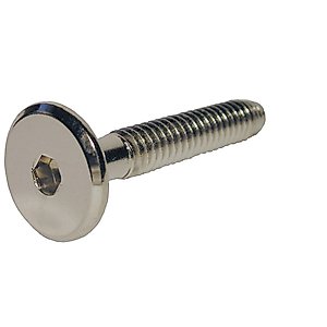 1/4" - 20 TPI x 30mm (Approximately 1-3/16" / 1.18") Hex Drive Button 17mm Diameter Head Furniture Bolts Nickel Plated Chrome Like Finish (23 Pieces)