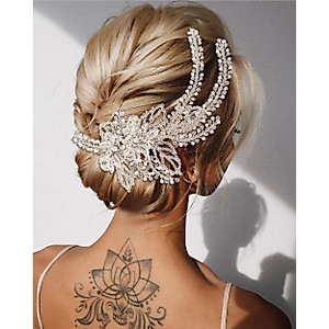 LOVFOIVER Wedding Head Pieces Crystal Bridal Hair Clips Women's Handmade Bridal Rhinestone Wedding Party Hair Accessories