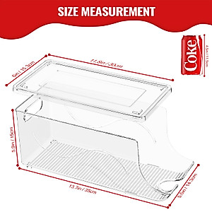 SCAVATA 2 Pack Stackable Refrigerator Organizer, Soda Can Dispenser Pop Cans Container Beverage Holder with Lid for Fridge, Freezer, Kitchen, Clear Plastic Storage Bins-Holds 10 Cans Each (Clear)