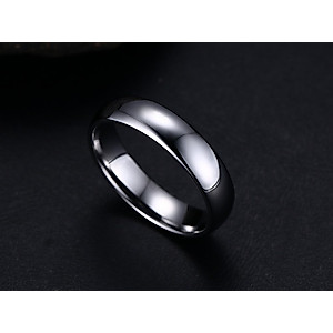 Mealguet Jewelry Free Engraving-Personalized His Hers Domed Plain Simple Tungsten Carbide Wedding Promise Engagement Ring Bands,6mm