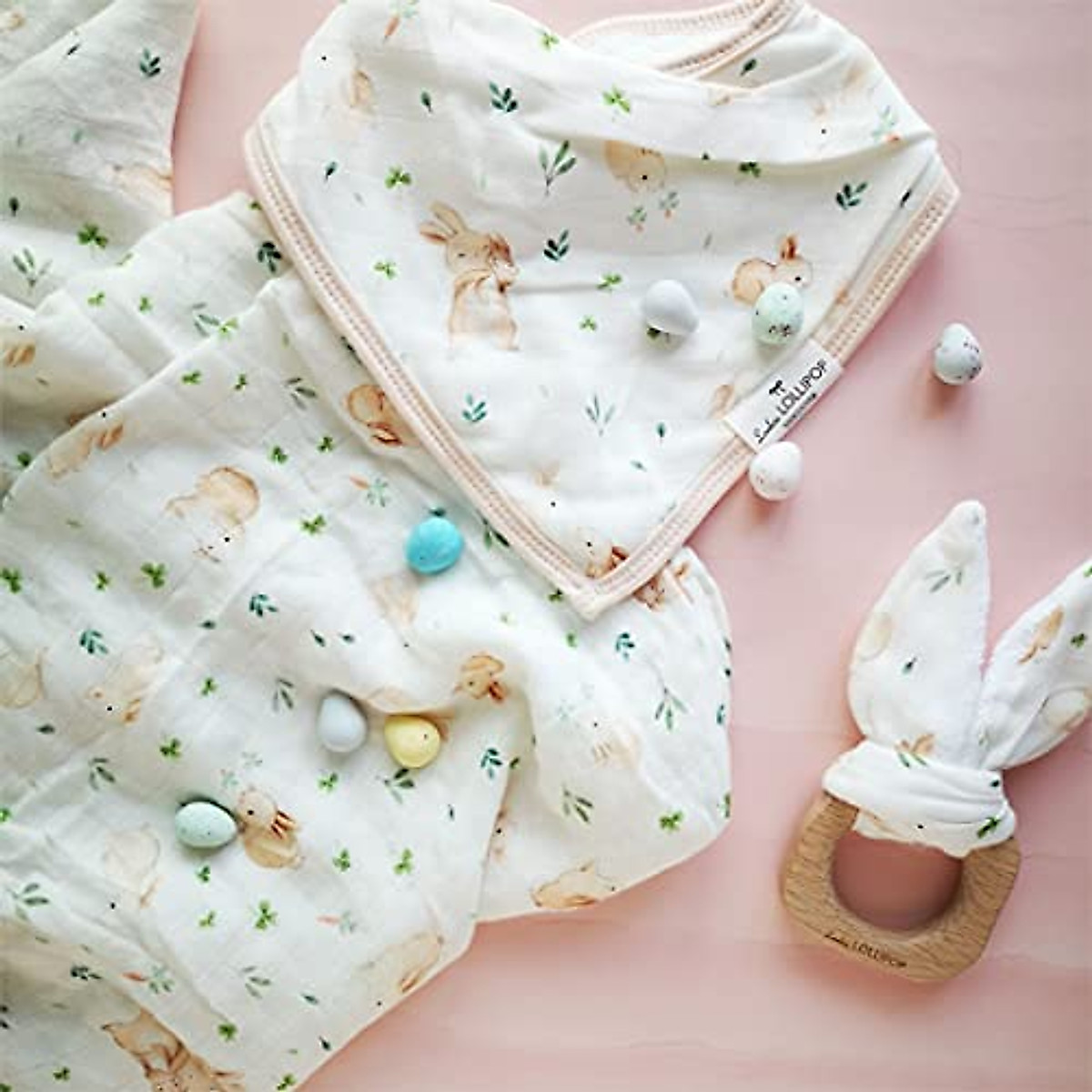 Loulou Lollipop Soft Baby Swaddle Blanket Muslin Wrap Receiving Blanket for Newborn to Toddler Girl and Boy, Large 47” by 47” - Bunny Meadow…