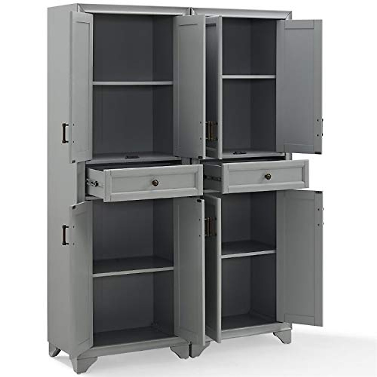 Crosley Furniture Tara 2-Piece Pantry Set, Distressed Gray
