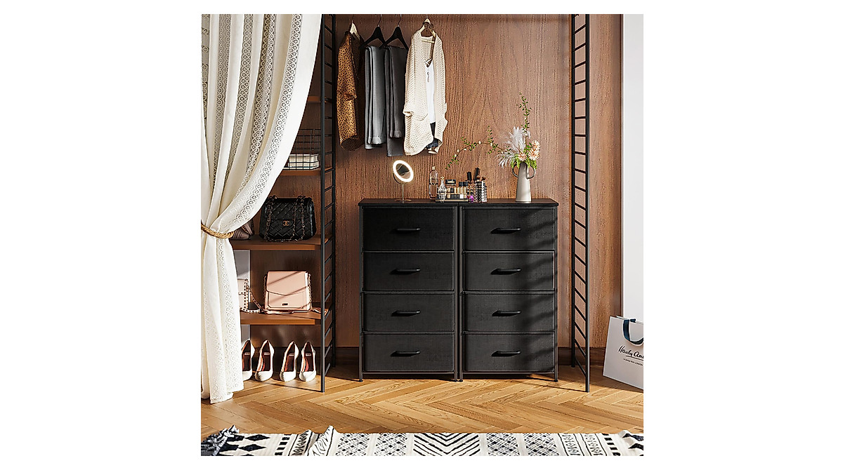 Compact ODK Dresser with 4 Storage Drawers - Black