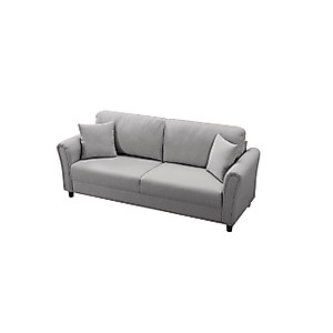 LCH 81.5” Loveseat Sofa, Mid Century Modern Linen Fabric 3-Seater Love Seat Couch with Curved Armrest for Living Room, Bedroom, Apartment and Small Space (Light Grey)