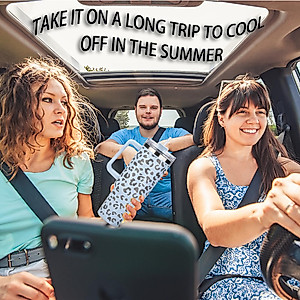 TINVSKQQKJ 40oz Leopard Tumbler with handle and Straw with lid,Double Walled Stainless Steel Leopard Tumbler Leak Resistant Insulated Sports Travel Cup for Cold Heat water and Ice for Hours