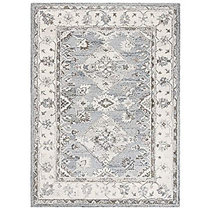 SAFAVIEH Suzani Collection 3' x 5' Grey/Ivory SZN331A Handmade Boho Premium Wool Area Rug