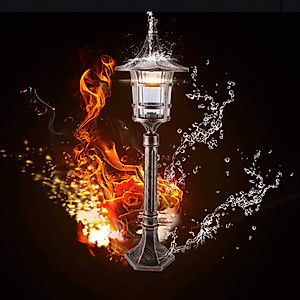 ZZYJYALG Rustic Lawn Light Outdoor Villa Garden Fence Courtyard Waterproof E27 Floor Lantern Home European Landscape Streetlight Creative Umbrella Design Aluminum Pathway Post Pole Lighting Fixture