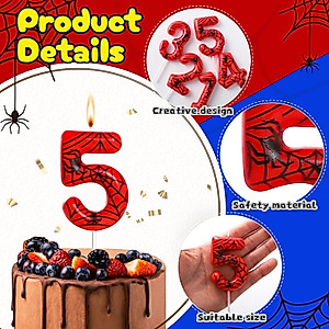 Number 5 Spider Themed Birthday Candle Number Candles Birthday Cake Topper Candles Spiderweb Birthday Candles for Boys Girls Spider Party Decoration Supplies (Number 5)