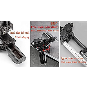 MYTEC Bench Vise or Table Vise, multifunctional jaw, multi-functional Combined Vise with Quick Adjustment, Universal Rotate 360° Work Clamp-On Vise, 3.3" black