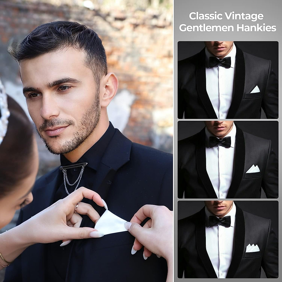 Ohuhu Handkerchiefs for Men, 13 Pack 100% Soft Cotton Hankerchief Cotton Machine Wash White Pocket Square for Suit - 16'' x 16'' Mens Handkerchiefs Hankies