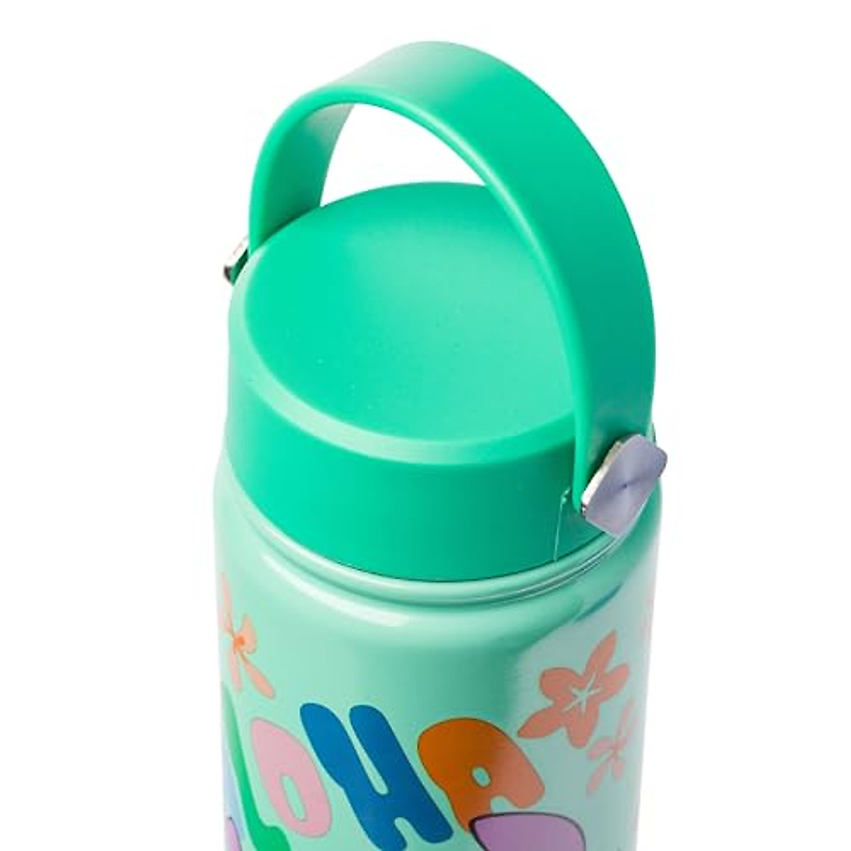 Silver Buffalo Disney Lilo and Stitch “Aloha” Stainless Steel Water Bottle with Swivel Handle Featuring Stitch, 20 Ounces