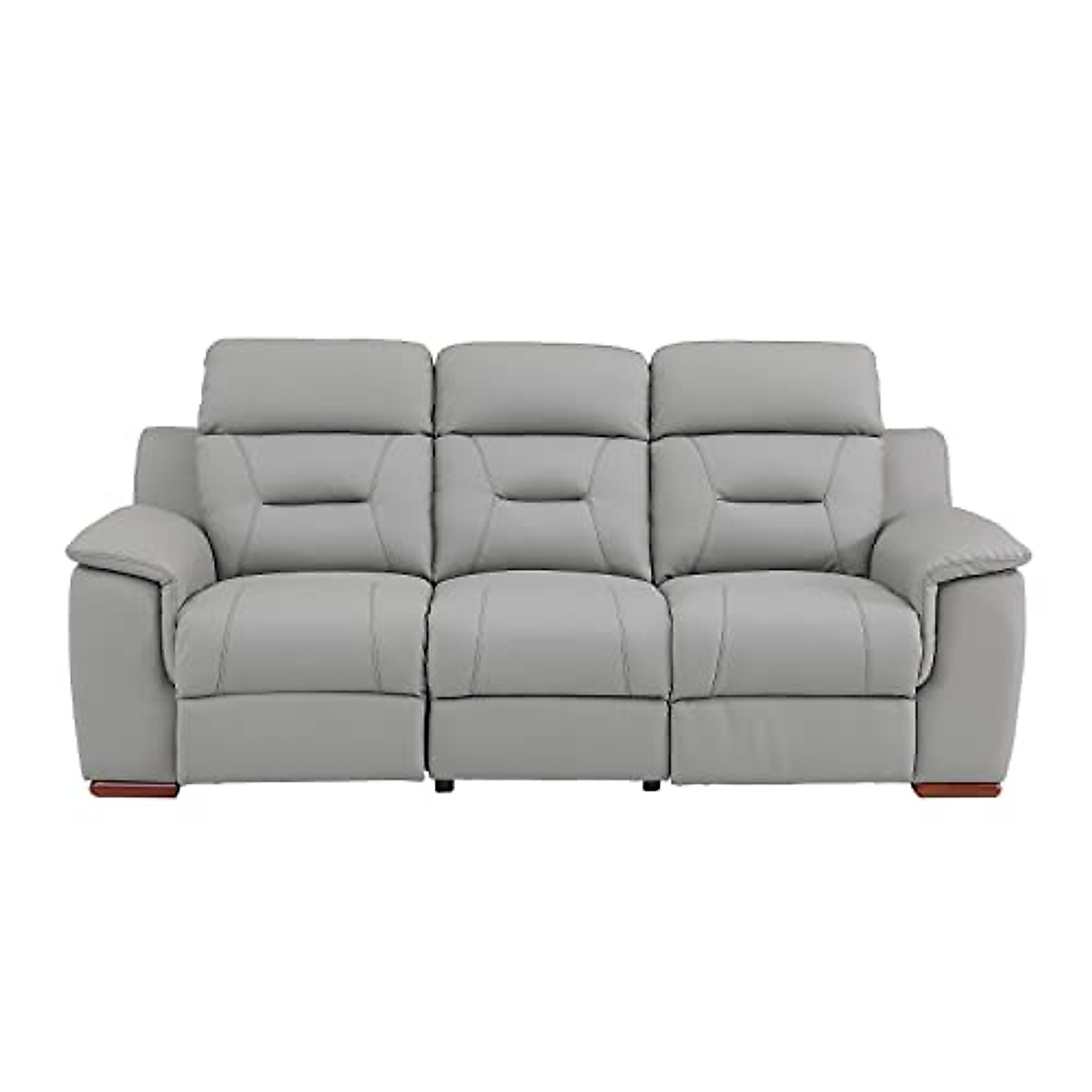 Blackjack Furniture Walker Leather Match Upholstered Reclining Living Room Sofa, Gray