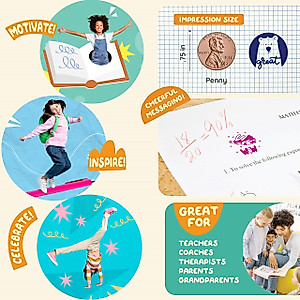 Stamp Enjoy - 6 Self-Ink Flash Stamp Set, Multicolor Teacher Stamps, Office Stationery Stamps, Pre-Inked, Refillable Stamps (Celebration Set)