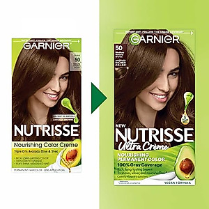Garnier Hair Color Nutrisse Nourishing Creme, 50 Medium Natural Brown (Truffle) Permanent Hair Dye, 2 Count (Packaging May Vary)