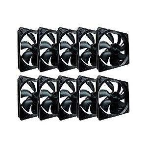Apevia CF1012S-BK 120mm 4pin Molex & 3pin Motherboard Black Silent Case Fan (10-pk)
