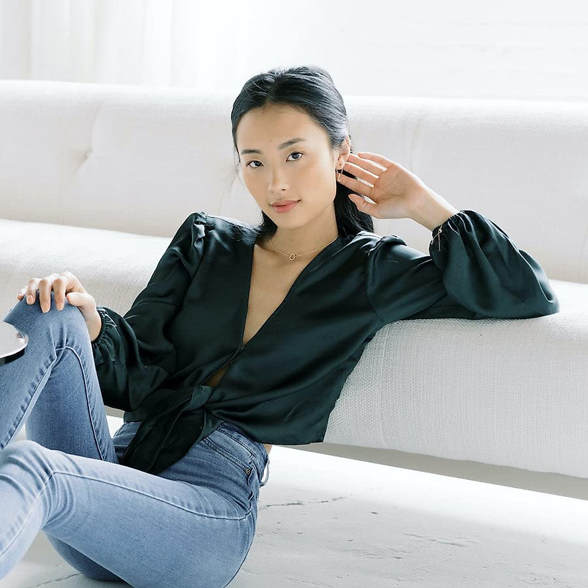 Honeycat Mini Karma Open Circle Orbit Necklace in 18k Gold Plated | Minimalist, Delicate Jewelry (Gold)