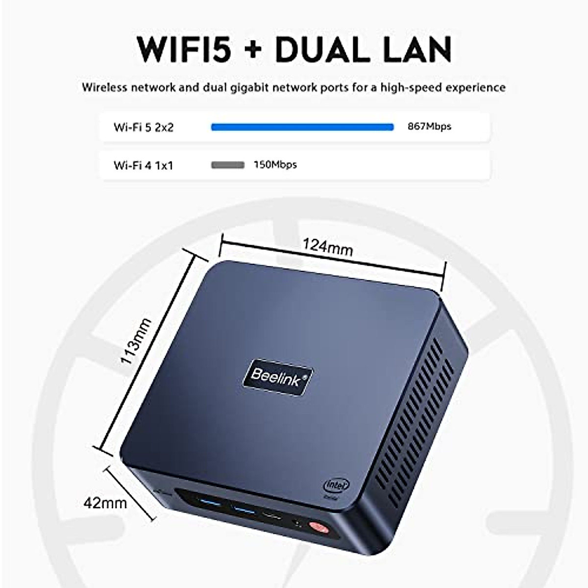 Beelink Processor N5105(up to 2.9GHz), U59 Pro Mini PC, Mini Desktop Computer with 16GB DDR4 + 500GB SSD, Supports 4K Dual HDMI/Type-C, Dual WiFi, BT4.0 Small Computer