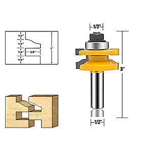 LEATBUY Router Bits Cabinet Door 3 PCS Router Bit Set 1/2-Inch Shank Rail and Stile Round Over Raised Panel Woodworking Wood Cutter, Wood Carbide Groove Tongue Milling Tool(1/2 Line)