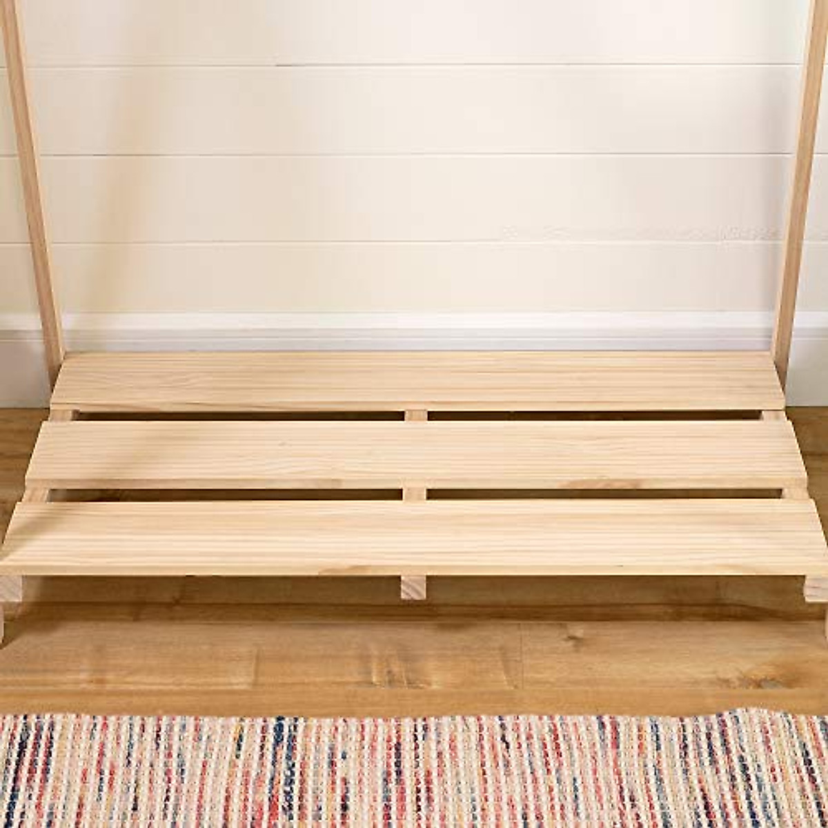 South Shore Sweedi Scandinavian Clothes Rack for Kids-Natural Pine