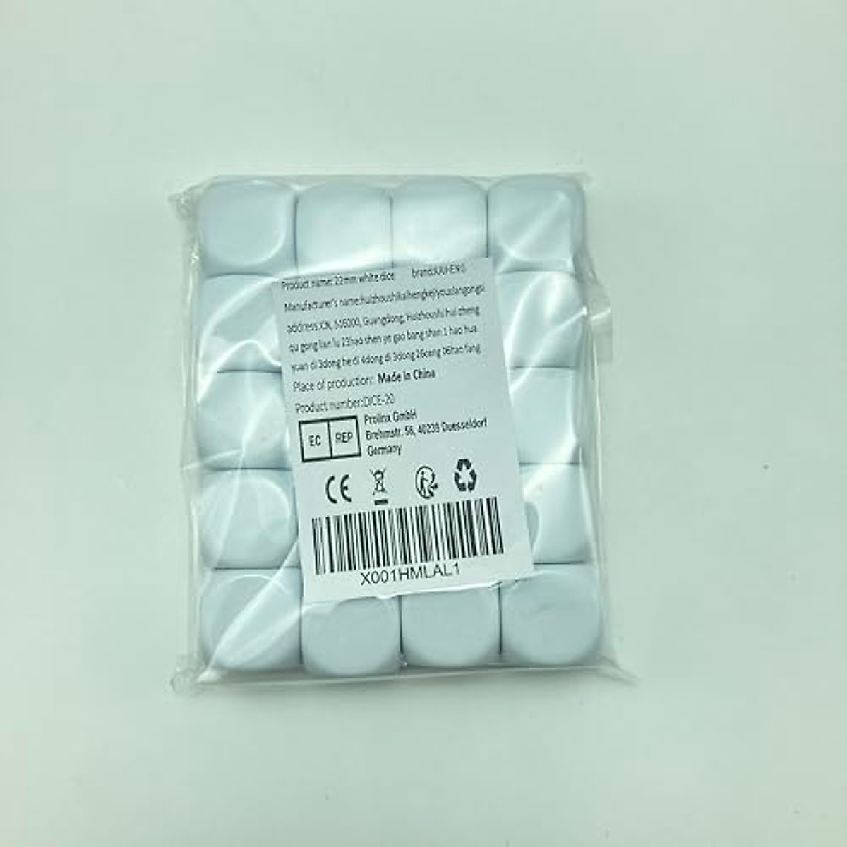 kaiheng 22mm Acrylic Dice with Smoothed Surface Six Sided Dice with Rounded Corner Blank White Dice Cubes for Board Games, DIY Sticker, Math Counting Teaching, Party Fun 20PCS