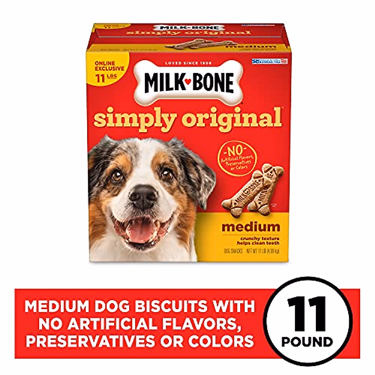 Milk-Bone Simply Original Dog Treats Biscuits for Medium Dogs, 11 Pound