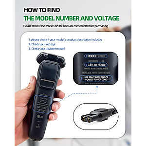 15V HQ8505 Power Cord Fit for Philips Norelco 3000 5000 7000 9000 Series Charger Shaver Electric Razor Beard Trimmer (Fit for Multigroom MG5750 MG7750 MG7770 MG7790)