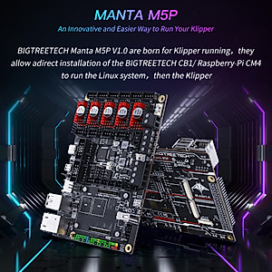 BIGTREETECH Manta M5P V1.0 32Bit Control Board Support 5 Axis TMC2209 TMC2208 Stepper Drivers Compatible with CB1/CB2/CM4 to running Klipper for Ender 3/Voron V0, CoreXY, I3 3D Printer DIY Motherboard